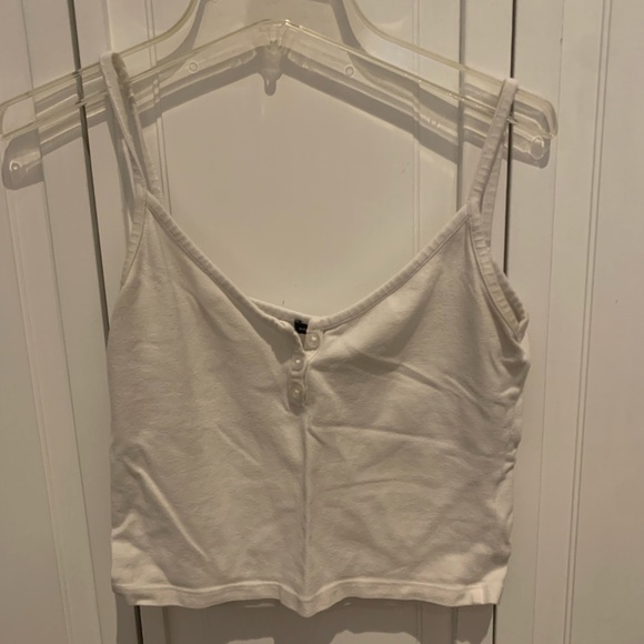 Brandy Melville | Tops | Brandy Melville White Button Tank Top Cropped ...